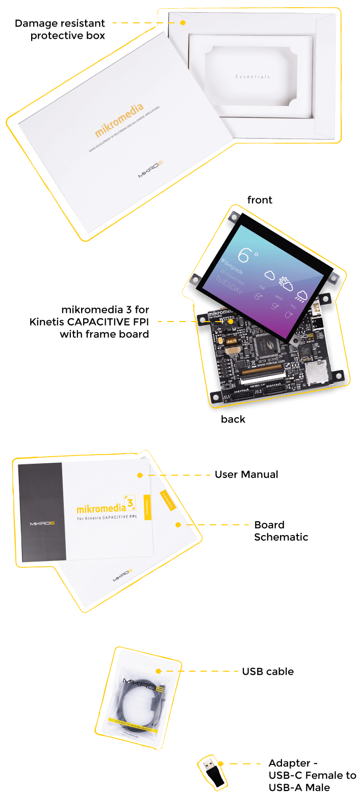Mikromedia 3 For Kinetis Capacitive Fpi With Frame Mikroe