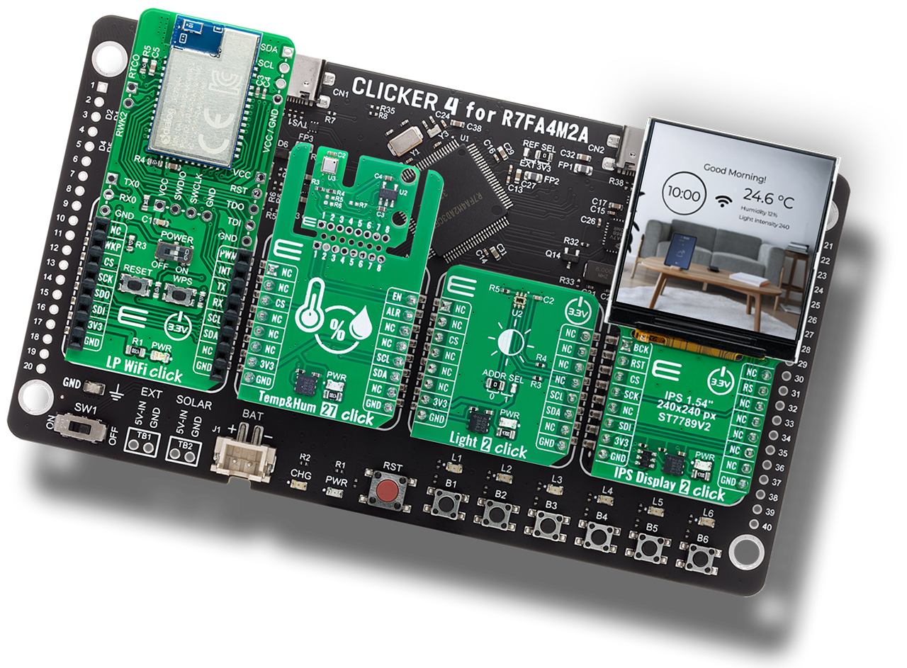 Clicker 4 for R7FA4M2AD3CFP - All-in-one dev. platform | MIKROE-6962
